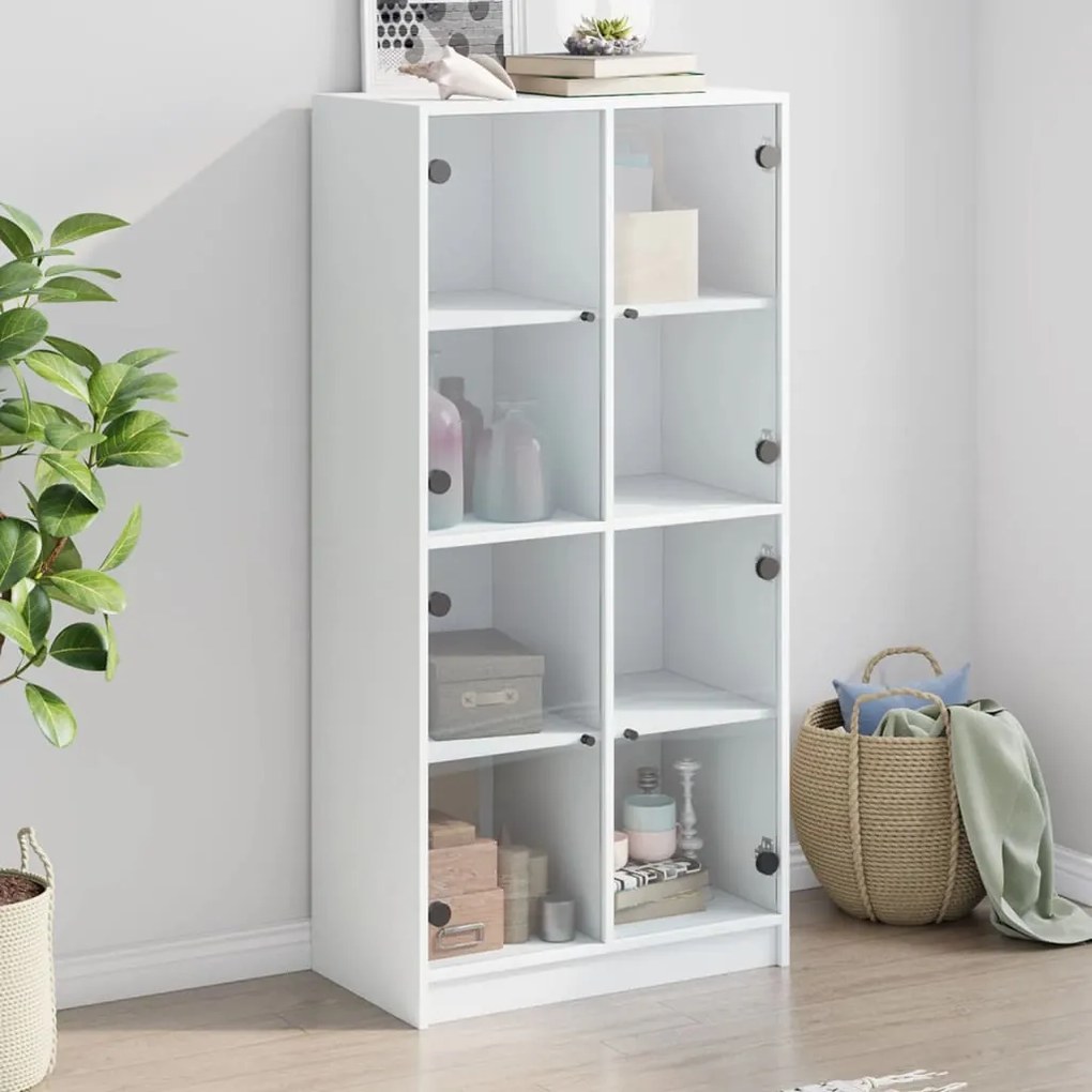 Highboard s dvířky bílý 68 x 37 x 142 cm kompozitní dřevo 3295857