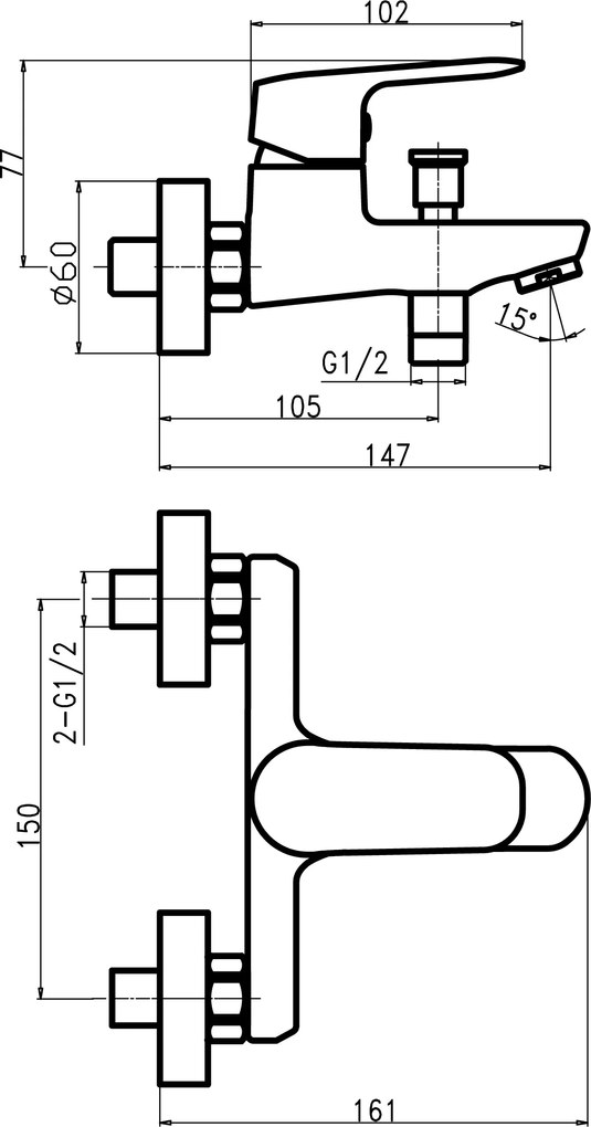 Novaservis Titania Cosmos, vanová baterie s ruční sprchovou sadou 150 mm, chromová, 90220-0