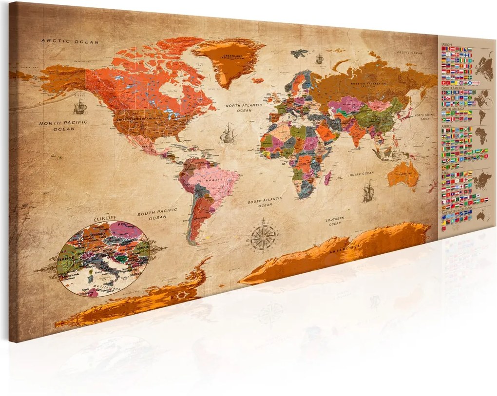 Murando DeLuxe Mapa světa: národní vlajky Velikost: 90x45 cm