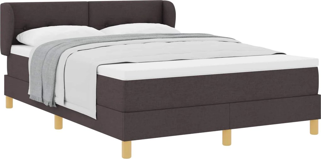 Postel s boxspringem s čelo Tmavě hnědá 140 x 200 cm textil 3340216