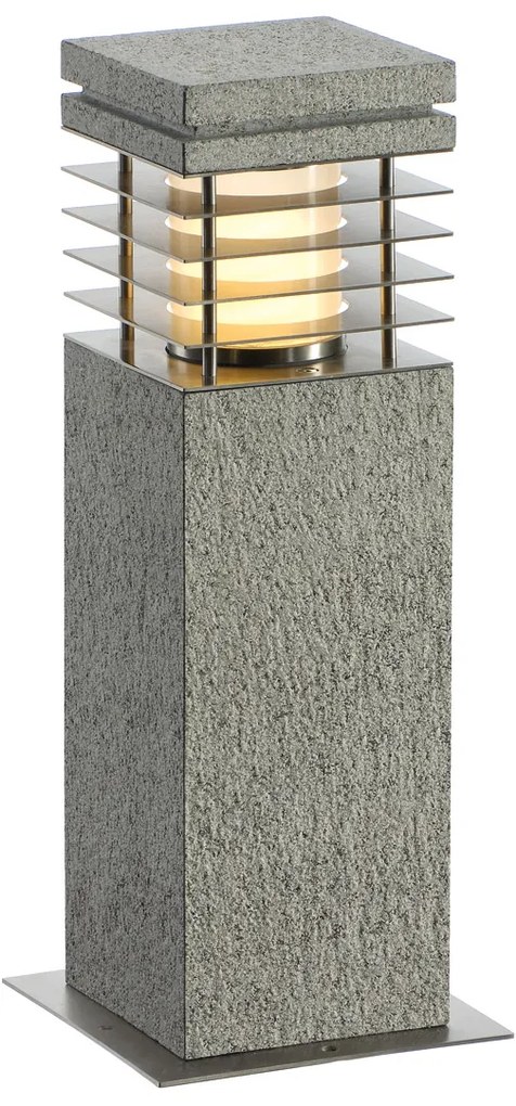 SLV 231410 Arrock Granite 40, venkovní sloupek z žuly sůl/pepř, 1x15W, výška 40cm, IP44