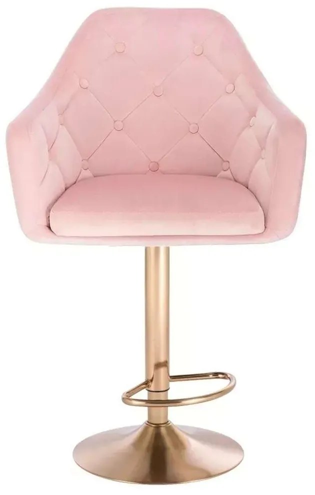 LuxuryForm DESIGN Barová židle ANDORA VELUR na zlaté kulaté podstavě - světle růžová
