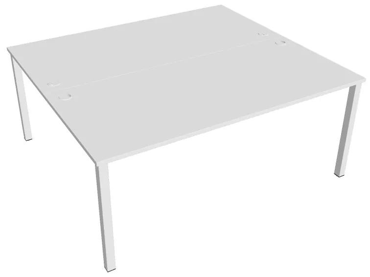 Dvojstůl pracovní rovný 180×160 cm - Hobis Uni USD 1800 Dekor stolové desky: bílá, Barva nohou: bílá