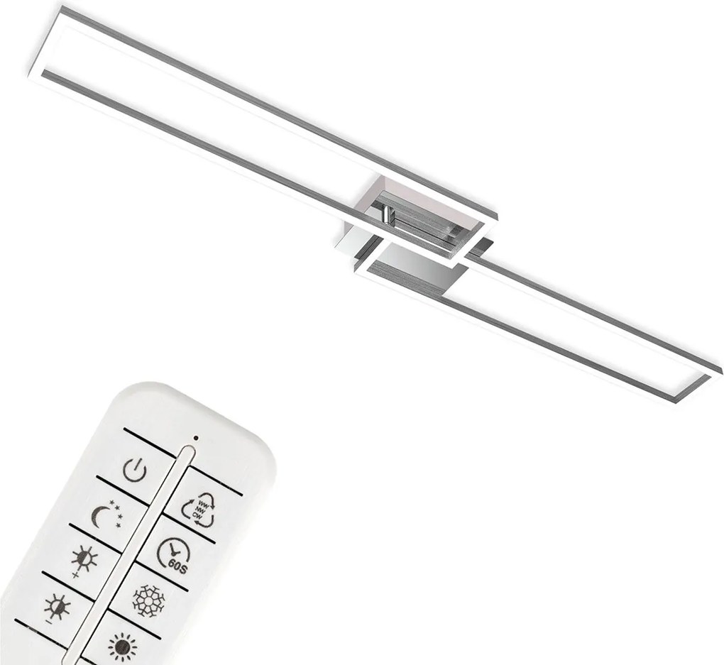 Briloner CCT LED designové stropní svítidlo, nastavitelná teplota světla + jas. (obdélníkový (chrom))
