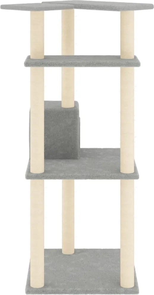 Škrabadlo pro kočky se sisalovými sloupky světle šedé 123 cm 171784