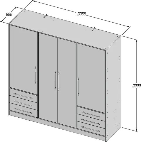 Šatní skříň Jupiter, 207 cm, pískový dub/bílá