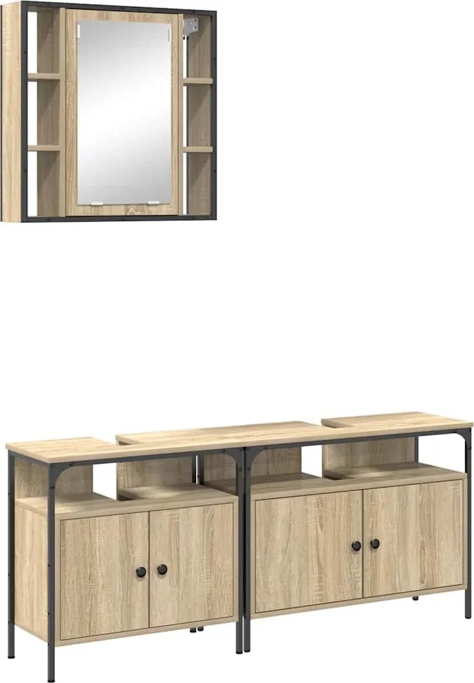 Sada koupelnového nábytku 3 ks Hnědá 80 x 30 x 60 cm 3345147