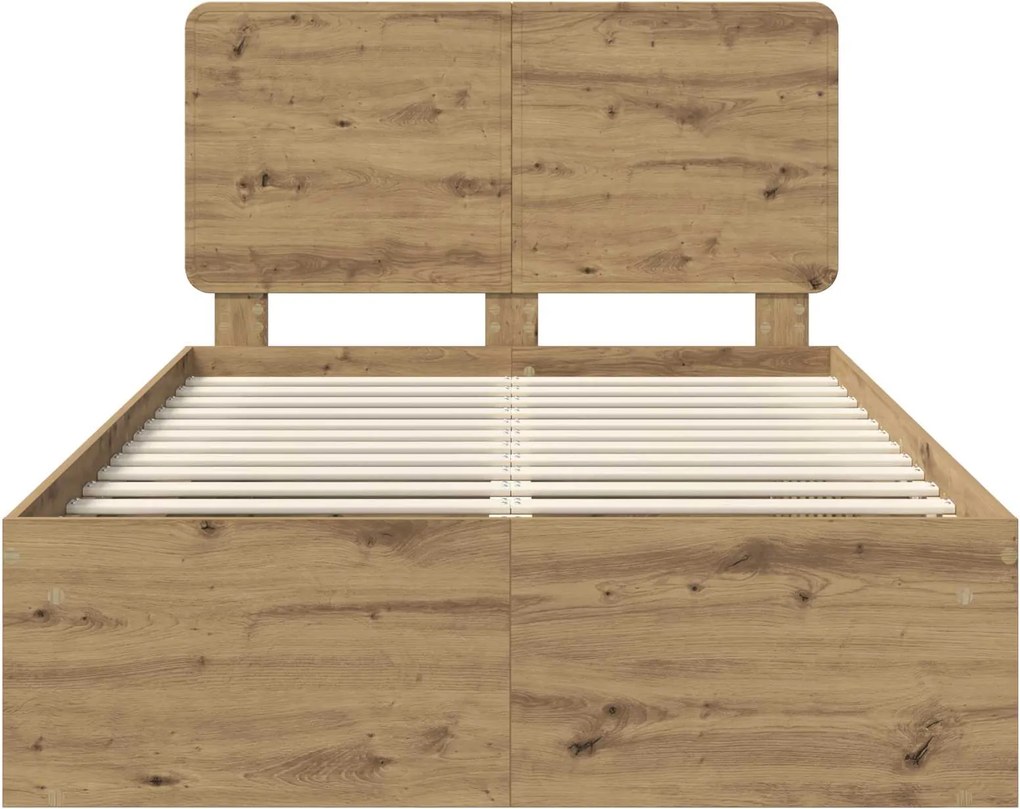 Rám postele Umělecký dub 135 x 190 cm Masivní borové dřevo 3412505