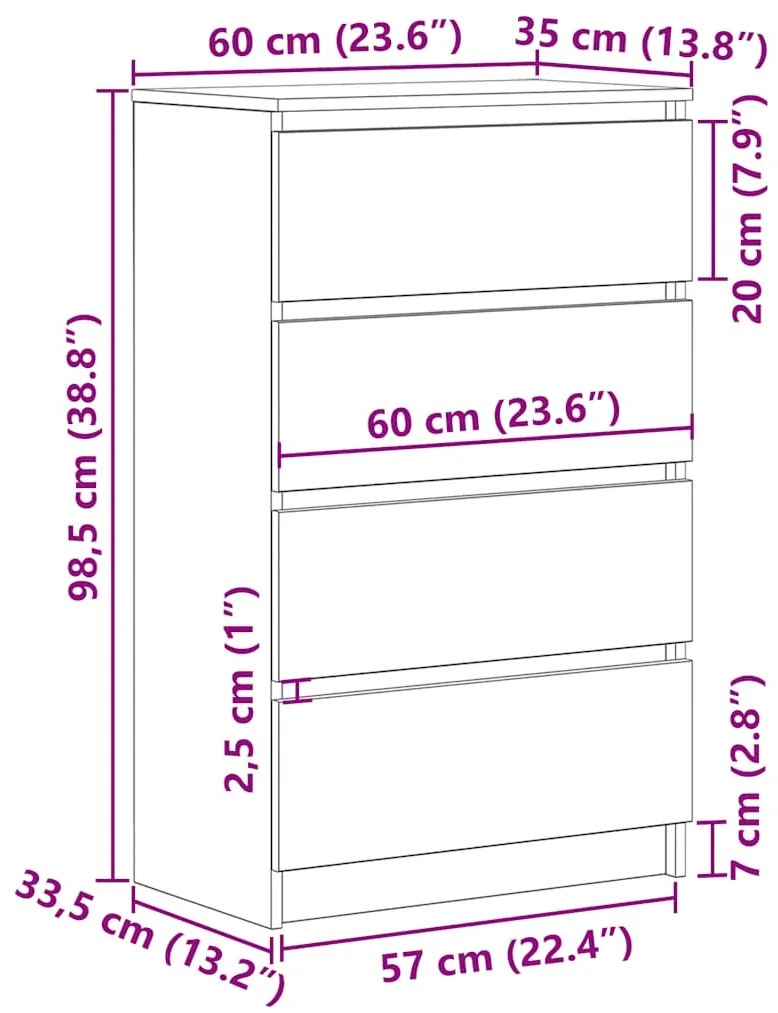 vidaXL Marketos Příborník černý 60 x 35 x 98,5 cm kompozitní dřevo