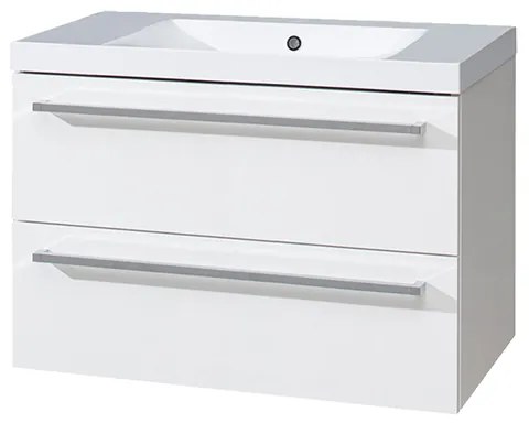Mereo Mereo, Bino, koupelnová skříňka s umyvadlem z litého mramoru 81 cm, bílá, dub, CN661M