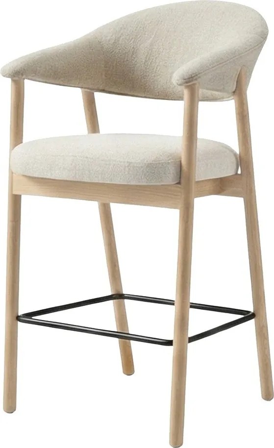 Krémová/v přírodní barvě čalouněná barová židle s područkami (výška sedáku 67 cm) Elk – Unique Furniture