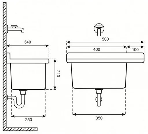 Technický dřez - závěsná výlevka ZLEW 50 (50x34 cm) Hydroland