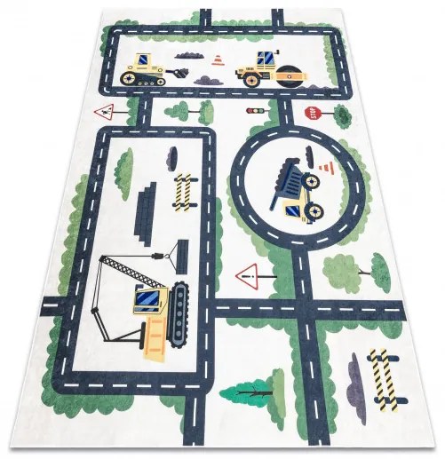 Dywany Łuszczów, Dětský kusový koberec Bambino 2223 Streets cars cream, 160x220, béžová, dětský pokoj