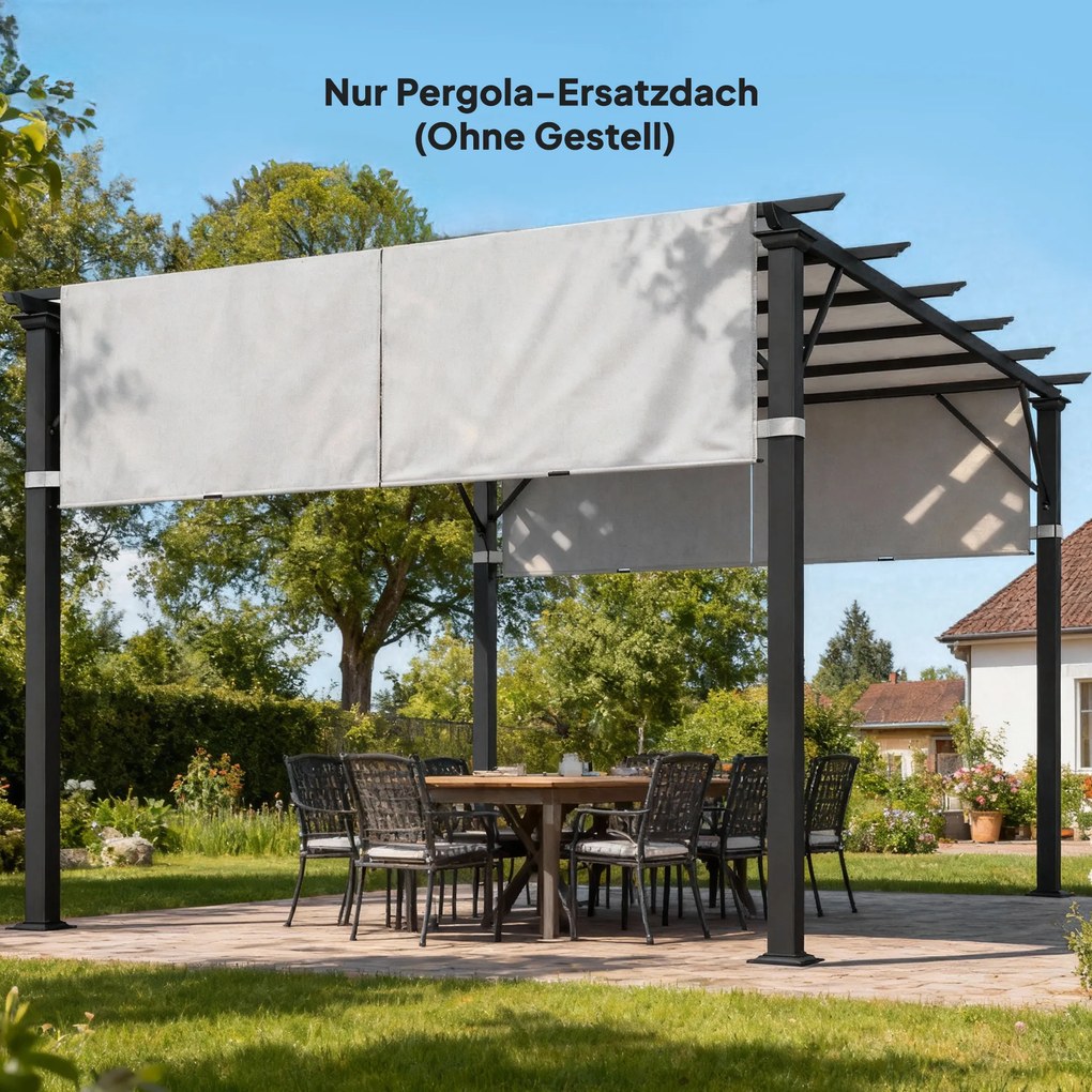 Náhradní střecha na pergolu s UV ochranou, markýza na zastřešení terasy pro pavilon 3 x 3 m, světle šedá