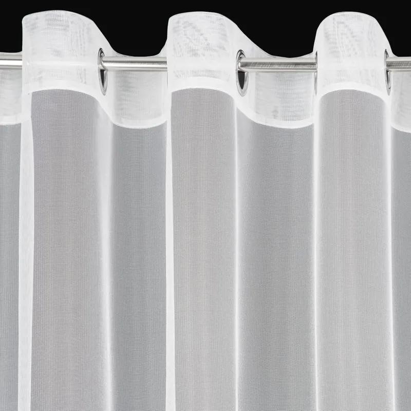 Bílá záclona ESEL na kroužcích vyrobena z hladké lesklé látky 350x150 cm