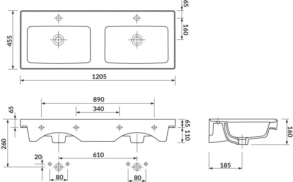 Cersanit - SET B284 skříňka + umyvadlo, bílý lesk, Crea 120, S801-323