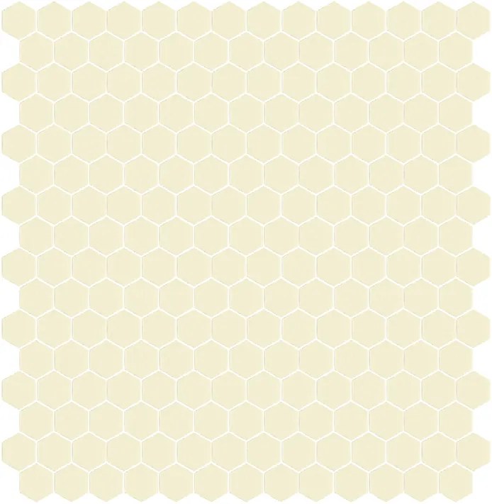 Hisbalit Obklad skleněná béžová Mozaika 330B MAT hexagony  hexagony 2,3x2,6 (33,33x33,33) cm - HEX330BMH