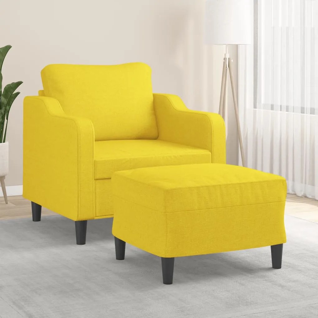 Křeslo s podnožkou světle žluté 60 cm textil 3201132