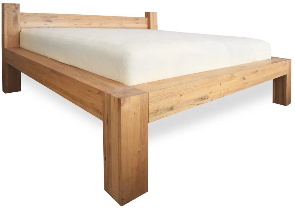 Oak´s Dubová postel Fortis 15 cm masiv rustik - 160x200 cm