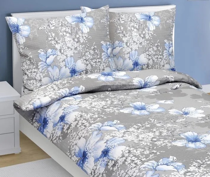 Bellatex Povlečení krepové Ibišek modrá 140x200, 70x90 cm rozměr 140x200 cm, 70x90 cm