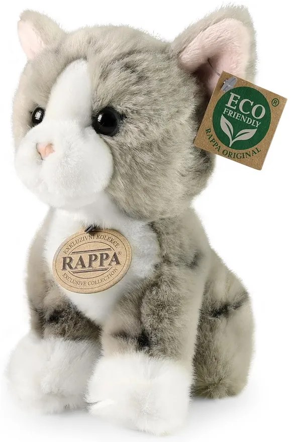Rappa Plyšová kočka šedá 18 cm ECO-FRIENDLY