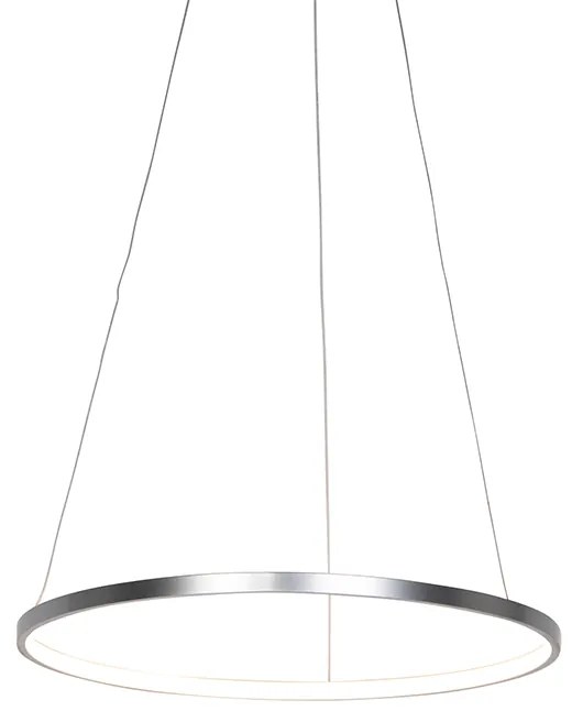 Moderní kruhová závěsná lampa stříbrná 60 cm vč. LED - Anella