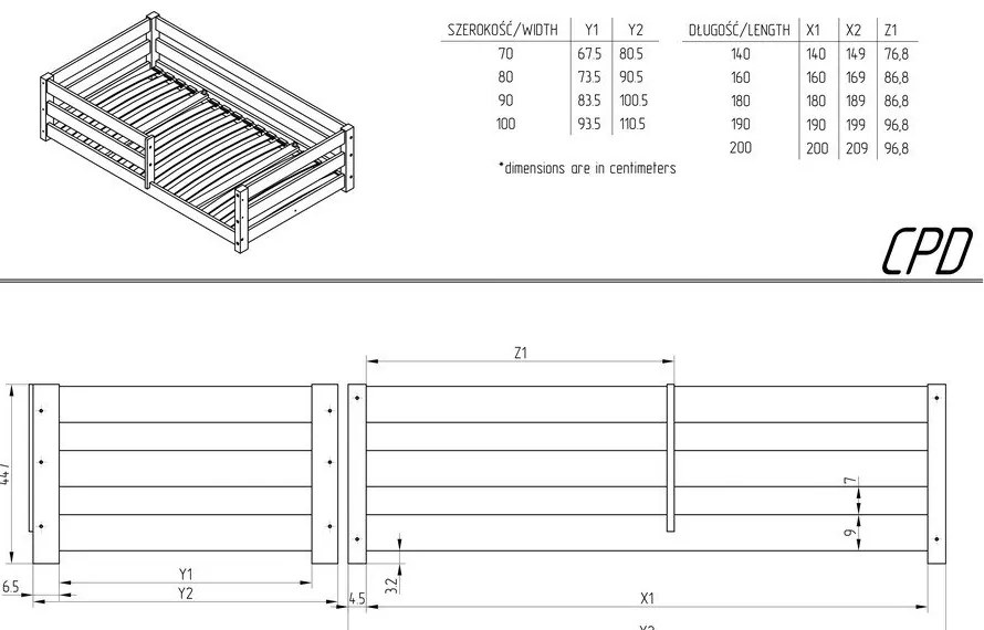 Dětská postel z borovicového dřeva s úložným prostorem v přírodní barvě 80x140 cm Mila CPD – Adeko
