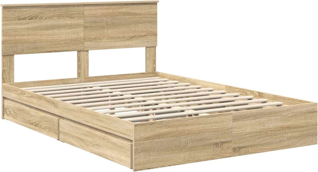 Postel s úložným prostorem se zásuvkou Sonoma dub 140 x 200 cm 3410793