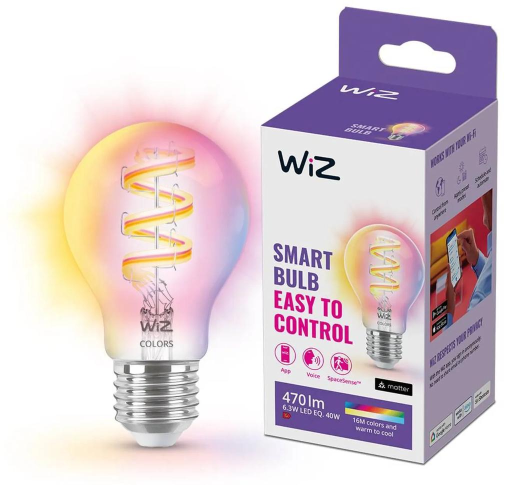 WiZ A60 LED žárovka filament WiFi E27 6,3W RGBW