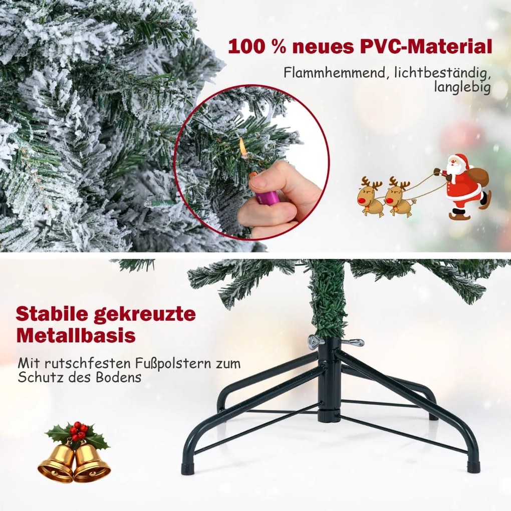 Costway 180 cm Umělý vánoční stromeček s 260 teplými bílými LED světly