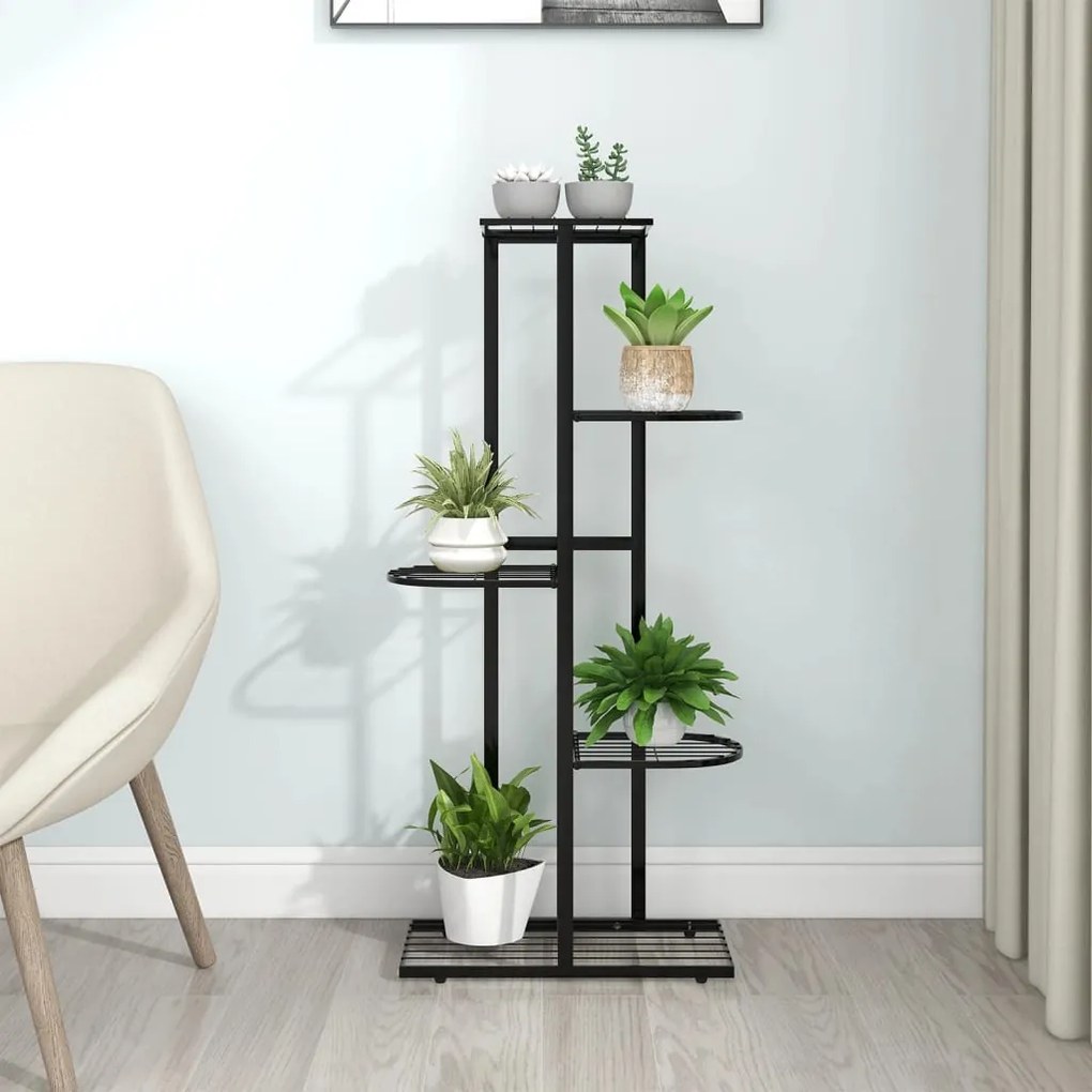 5patrový stojan na květiny 43 x 22 x 98 cm černý kov 336110