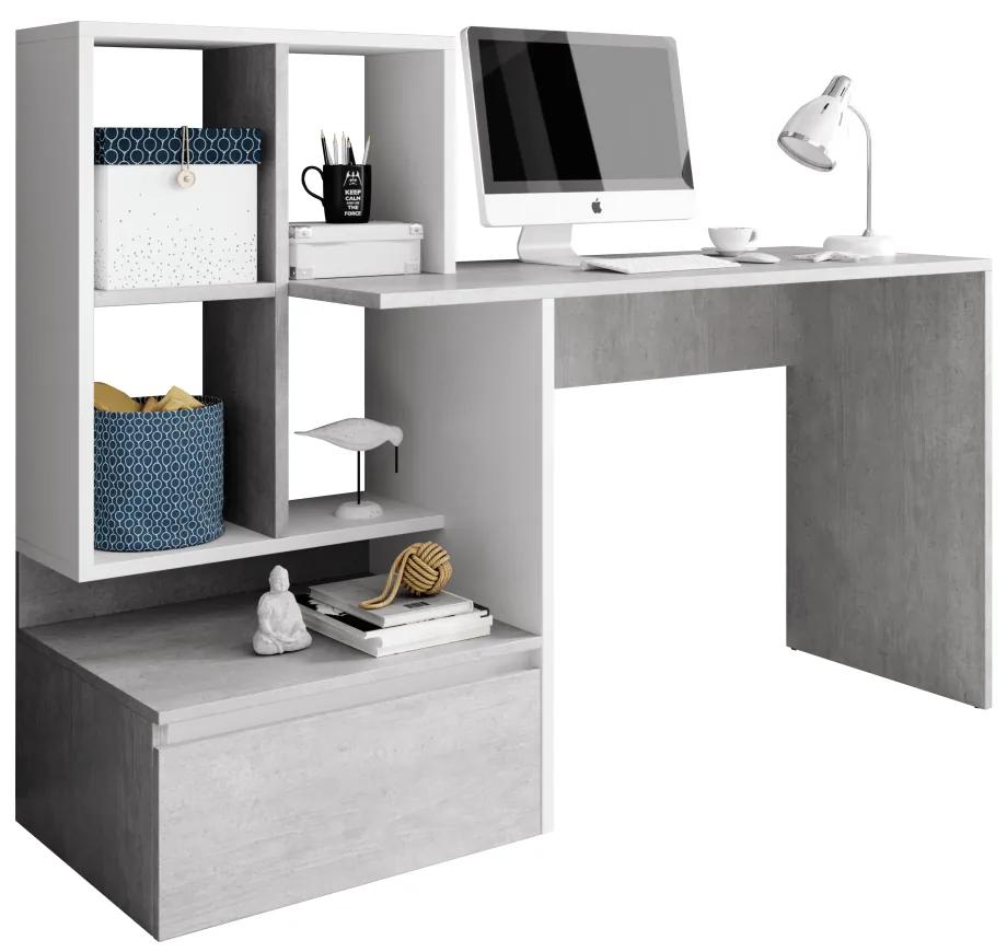 PC stůl s regálem NEREO Tempo Kondela Dub artisan / šedá