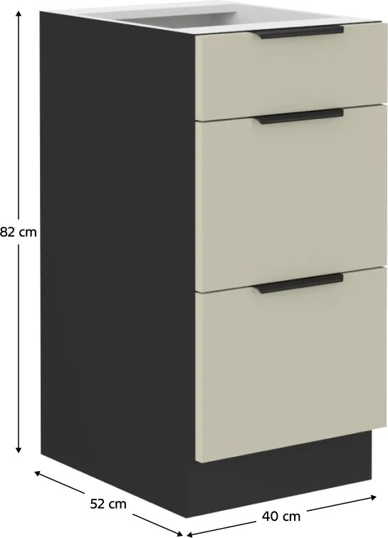 Spodní skříňka, kašmír/černá, ARAKA 40 D 3S BB