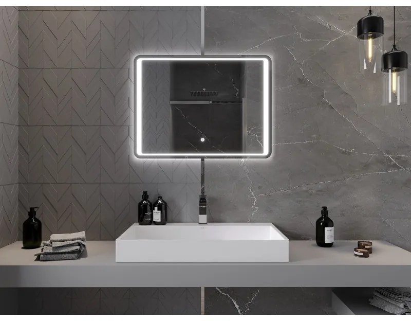 Mexen Zusa, LED koupelnové zrcadlo s podsvícením 80x60 cm, 6000K, ochrana proti zamlžování, 9808-080-060-611-00