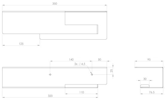 Sapho - Držák toaletního papíru s poličkou 9,5x35 cm matná černá