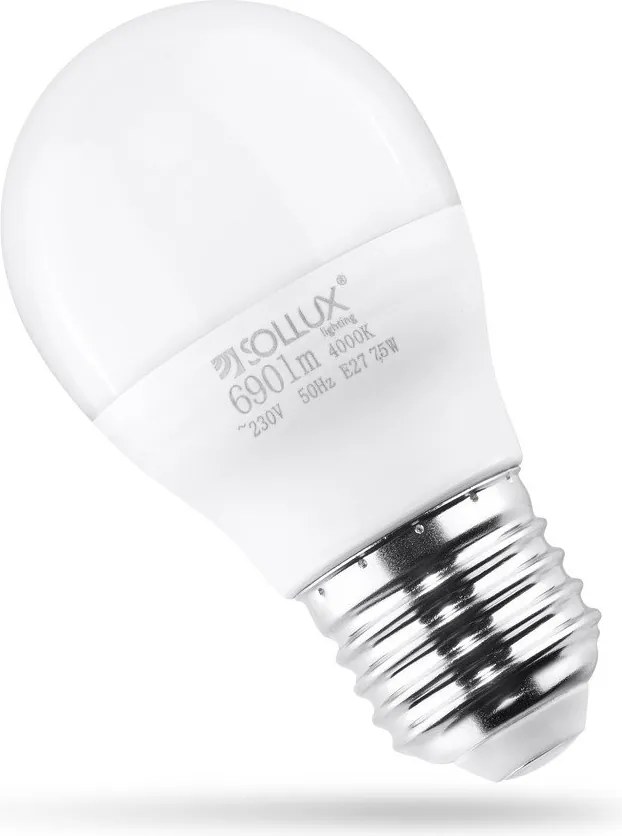 Neutrální bílá LED žárovka E27, 7,5 W – Sollux