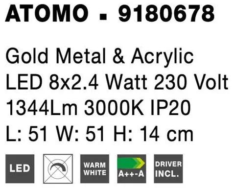 Nova Luce Stropní LED svítidlo ATOMO zlatý kov a akryl 8x2.4W 3000K