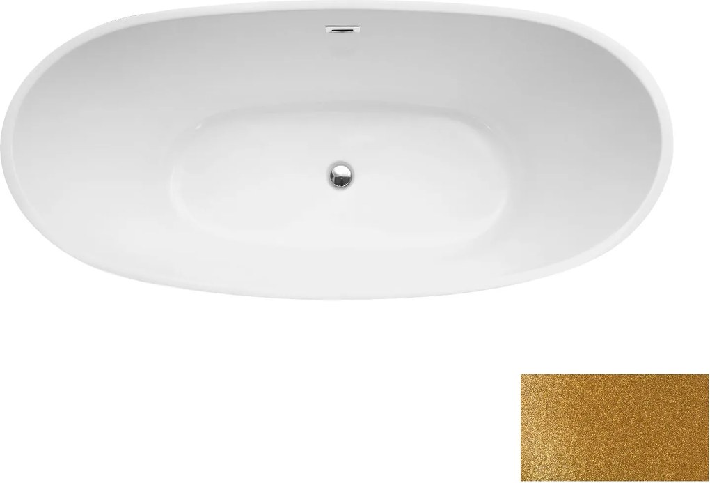 Besco Ayla Glam vana volně stojící 170 x 80 cm sifon černá zlatá barva VANAYLA170BG1 Koupelny Bernold