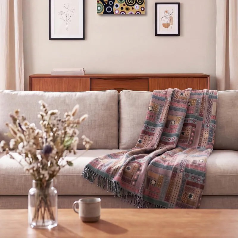 SCANquilt vlněný pléd LAMB SOFT mexico pastelová střední 130 x 200 cm