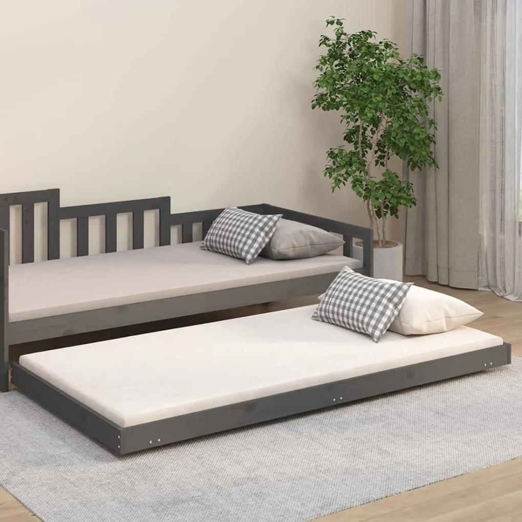Rám postele šedý 90 x 200 cm masivní borovice - Default Title