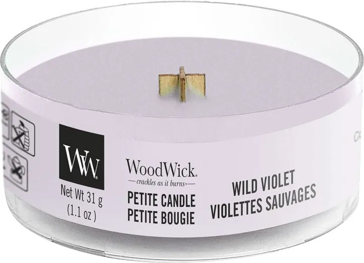 WoodWick – Petite Candle vonná svíčka Wild Violet (Divoká fialka), 31 g