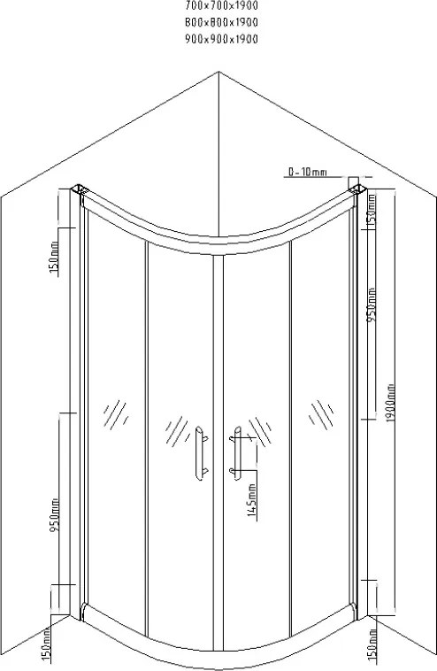 Mexen Rio sprchový kout půlkruhový 90 x 90 cm, černé pruhy, černá + sprchová vanička , bílá - 863-090-090-70-20-4710