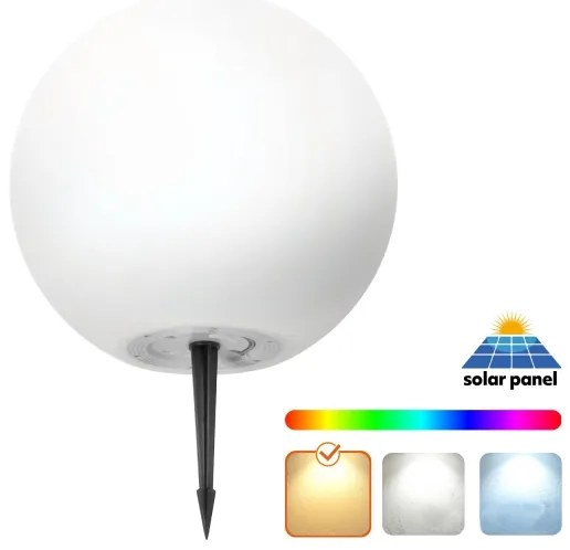 LED RGBW Stmívatelná solární lampa LED/5W/3,7V 3000K IP54 pr. 30 cm