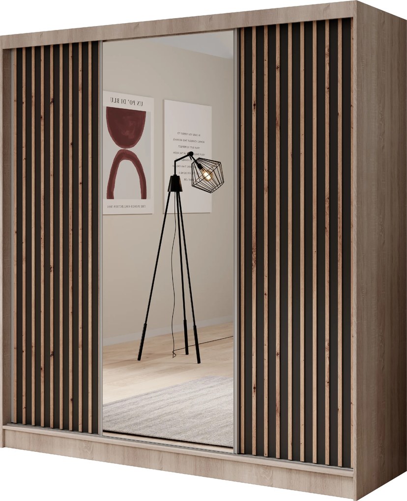 ADRK Furniture Šatní skříň s zrcadlem Ida 200 ADRK-SW-IDA-SB-200