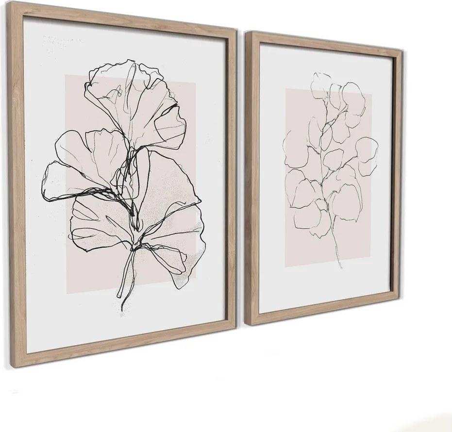 Tištěné obrazy v sadě 2 ks s rámem 30x40 cm Floral Set – Styler