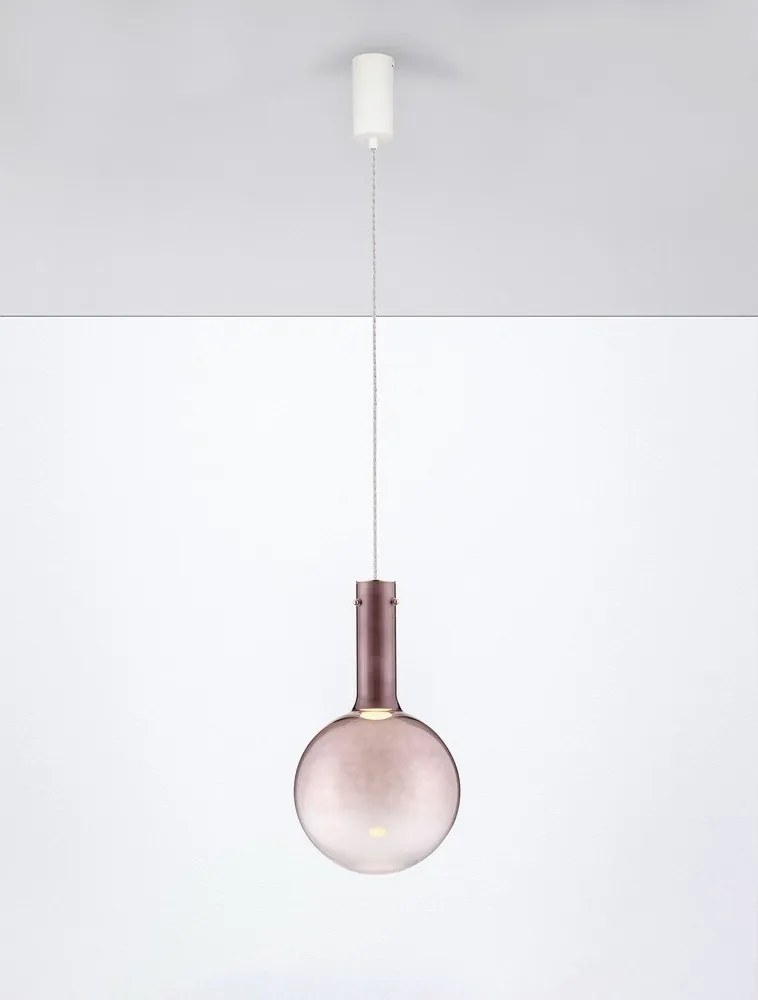 Hnědé skleněné LED stmívatelné závěsné svítidlo ø 25 cm Nostos – Nova Luce