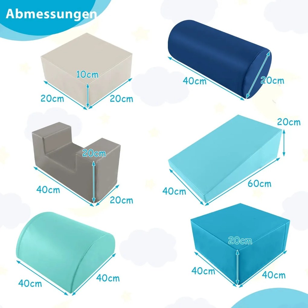 Costway 6 PCS. Schaumstoffbausteine Riesenbausteine zum Toben und Klettern