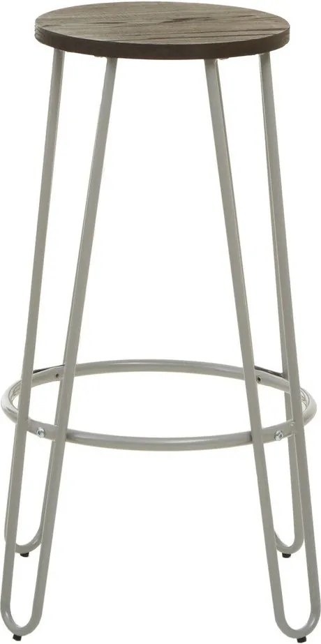 Šedá/v tmavě přírodní barvě barová stolička z jilmového dřeva (výška sedáku 75 cm) District – Premier Housewares