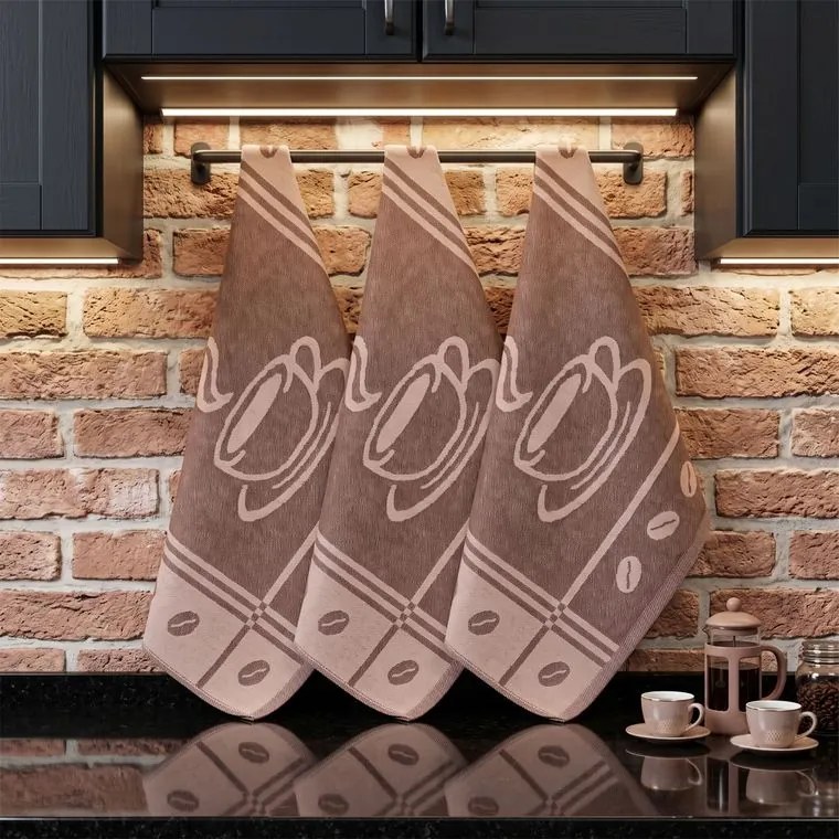 Luxusní utěrky z egyptské bavlny Coffee BEIGE 50 x 70 cm 3 ks