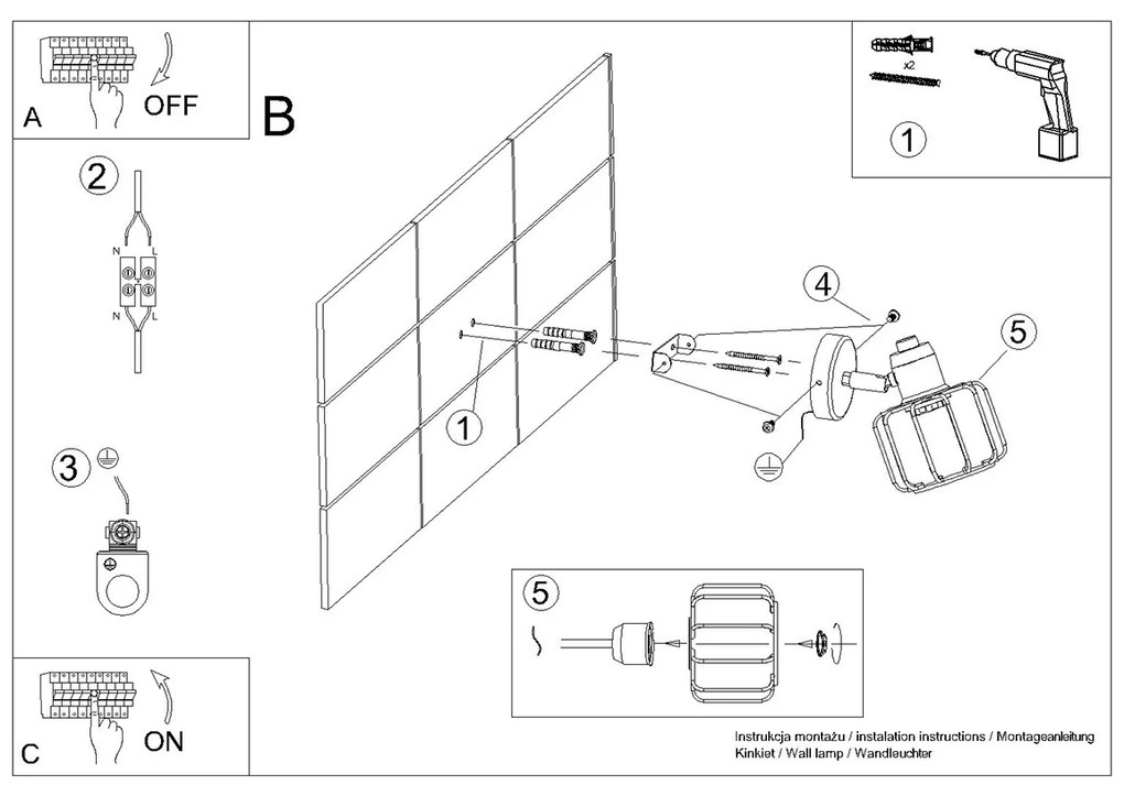 Sollux Lighting Nástěnné svítidlo BELUCI 1 Černá